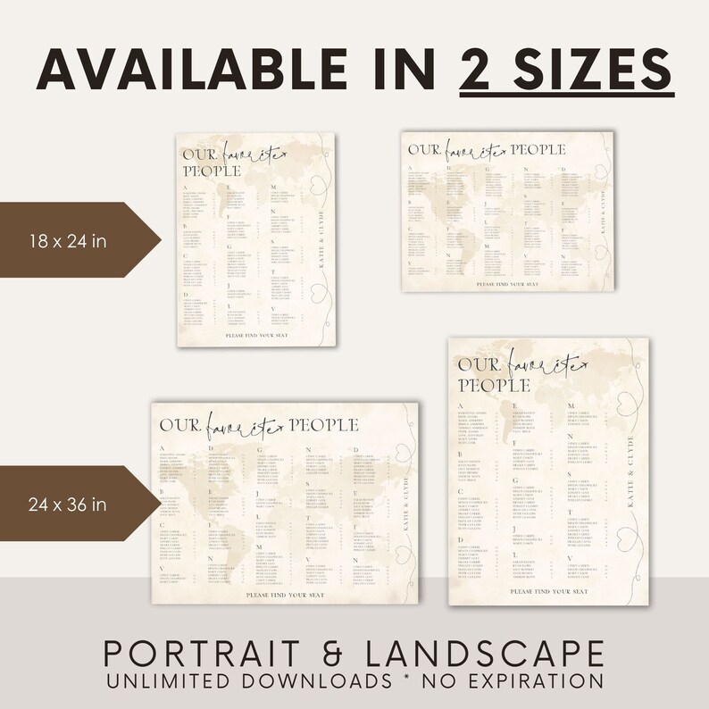 Travel Theme Seating Chart for Wedding, Editable Seating Tables Plan ...