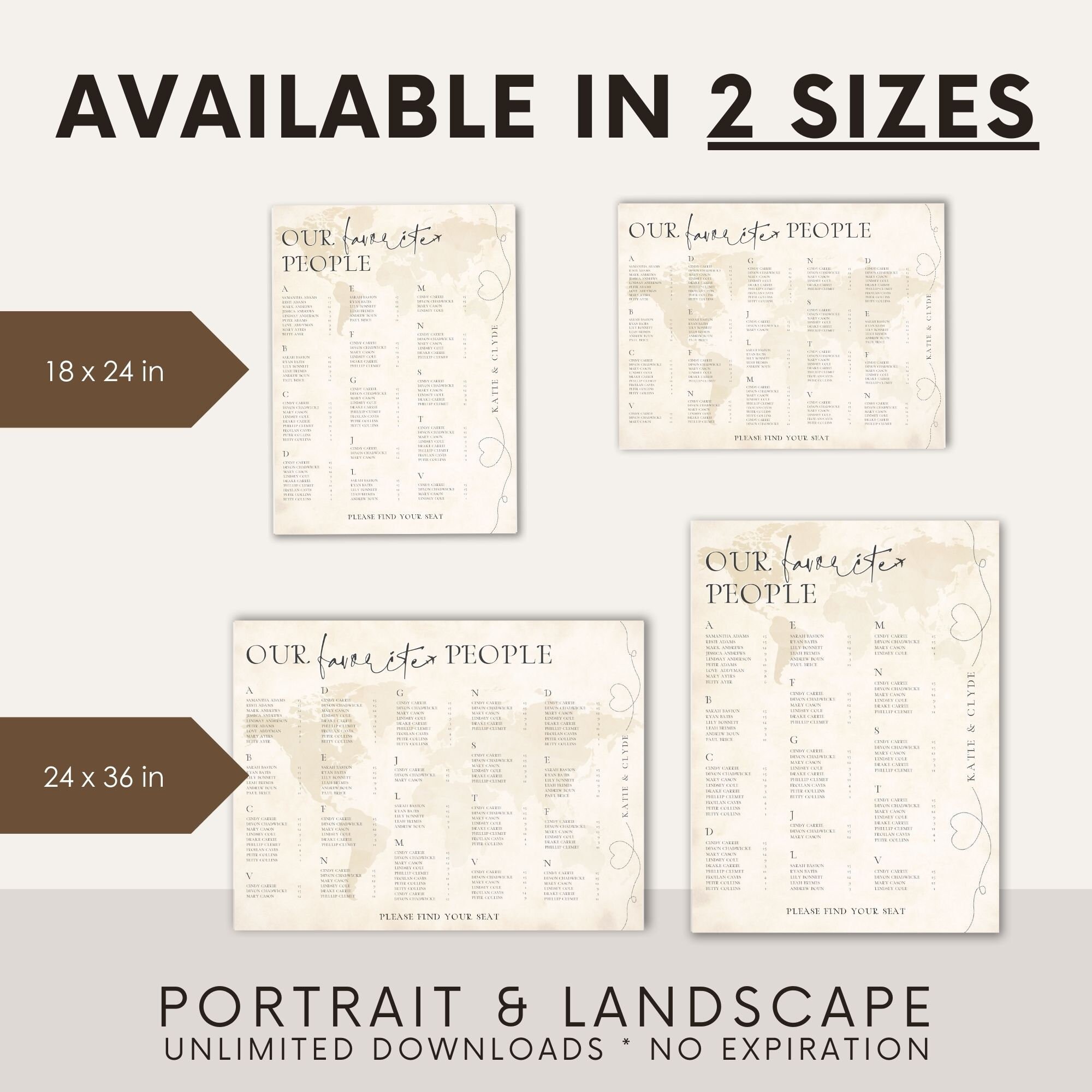 Travel Theme Seating Chart for Wedding, Editable Seating Tables Plan ...