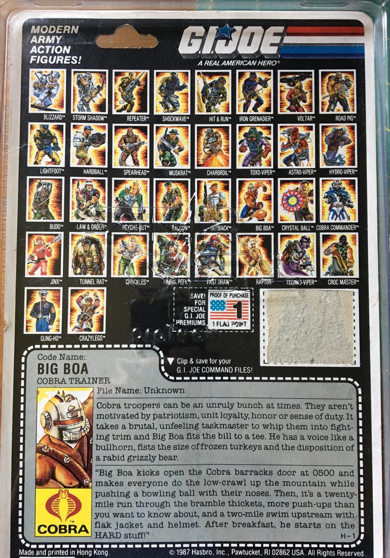 G.I. JOE -BIG Boa (cobra) 1987 Vintage Collectors Action Figure - Etsy