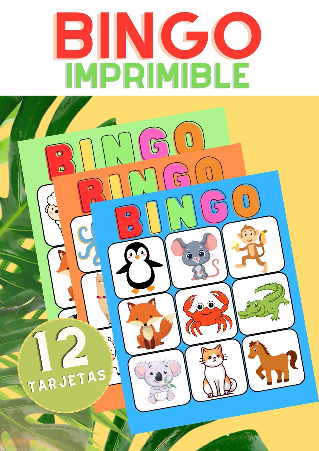 BINGO Animales - Animal BINGO 2 Años/years PDF - Etsy