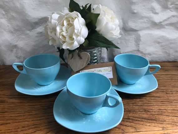Vintage Midwinter Modern Trio Cups and Saucers X 3 | Etsy