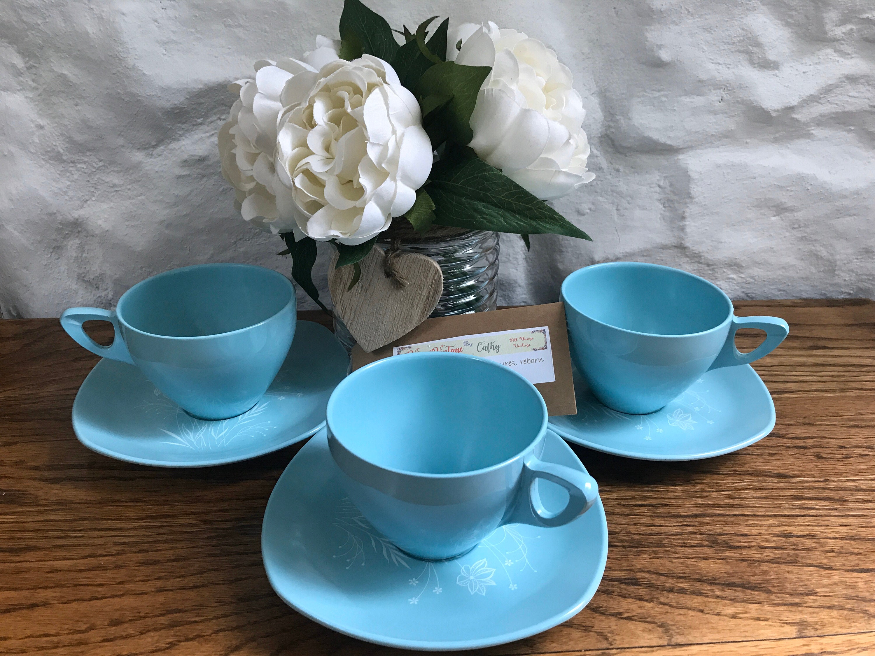 Vintage Midwinter modern Trio Cups And Saucers X 3 | Etsy