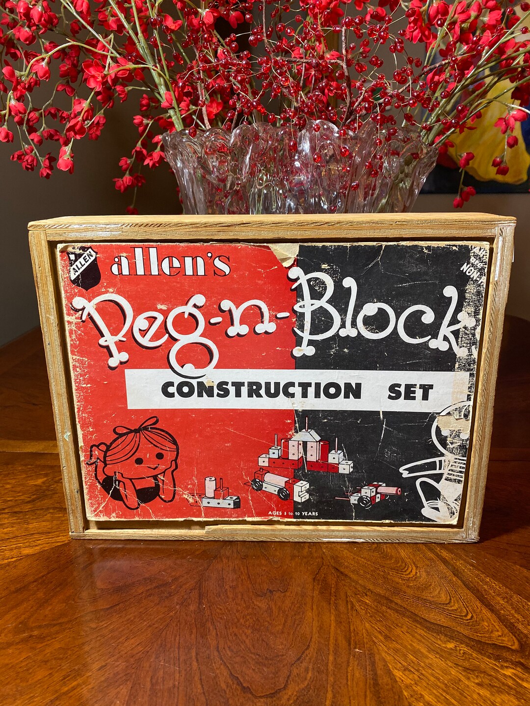 Vintage Peg-n-block Construction Set 1950s, Vintage Wood Blocks, Allen ...