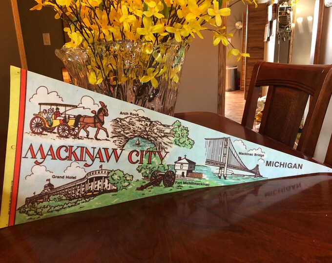 Vintage Mackinaw City Michigan Felt Pennant - Etsy