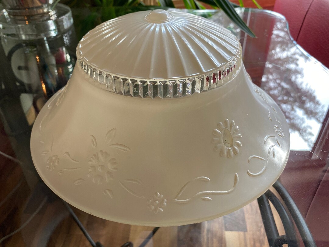 Vintage Glass Ceiling Light Shade Cover 1950s, Ivory Colored Glass ...