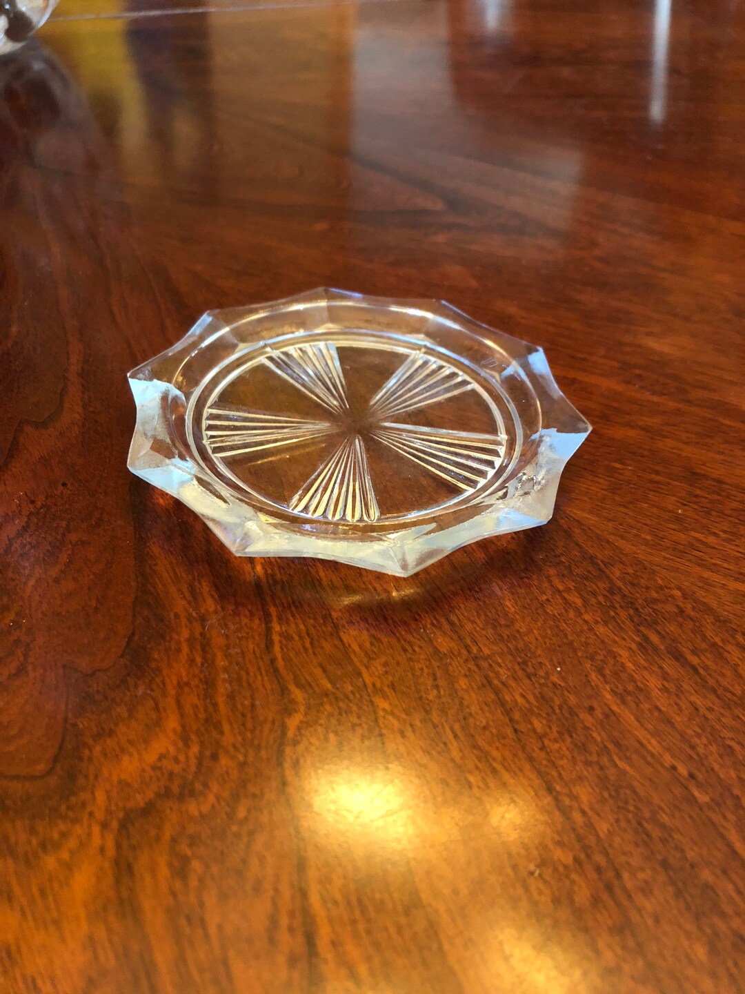 Vintage Unique Cut Glass Mid Century Ashtray - Etsy