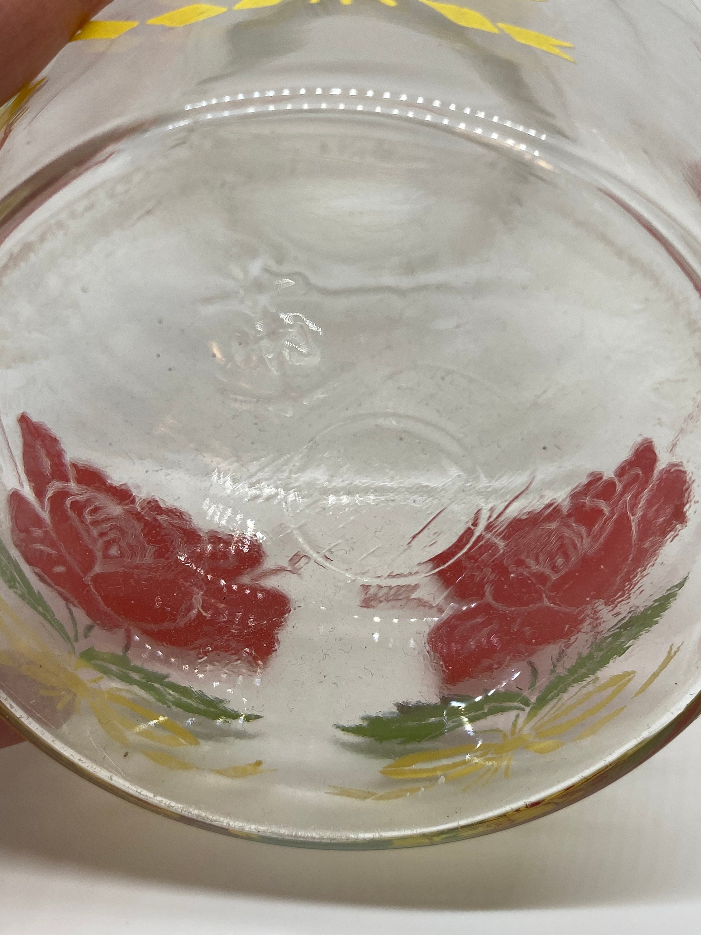 Anchor Hocking Vintage Rose Pattern Glass Juice Pitcher Carafe - Etsy