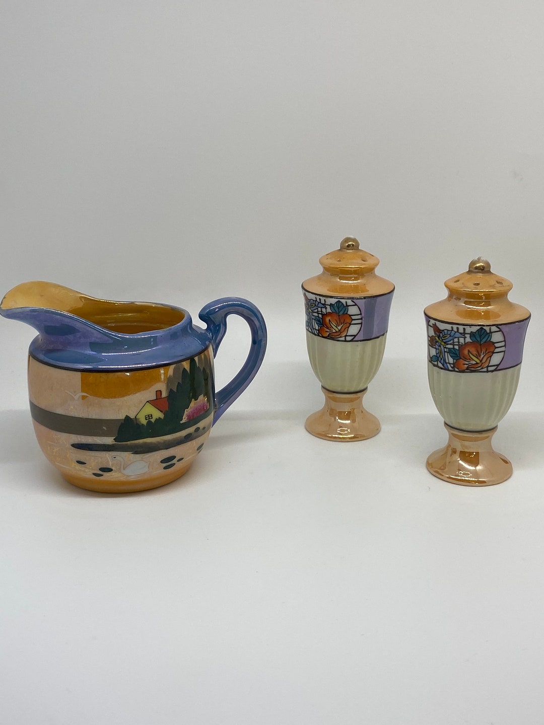Vintage Japanese Noritake Luster Ware Salt & Pepper With Creamer - Etsy