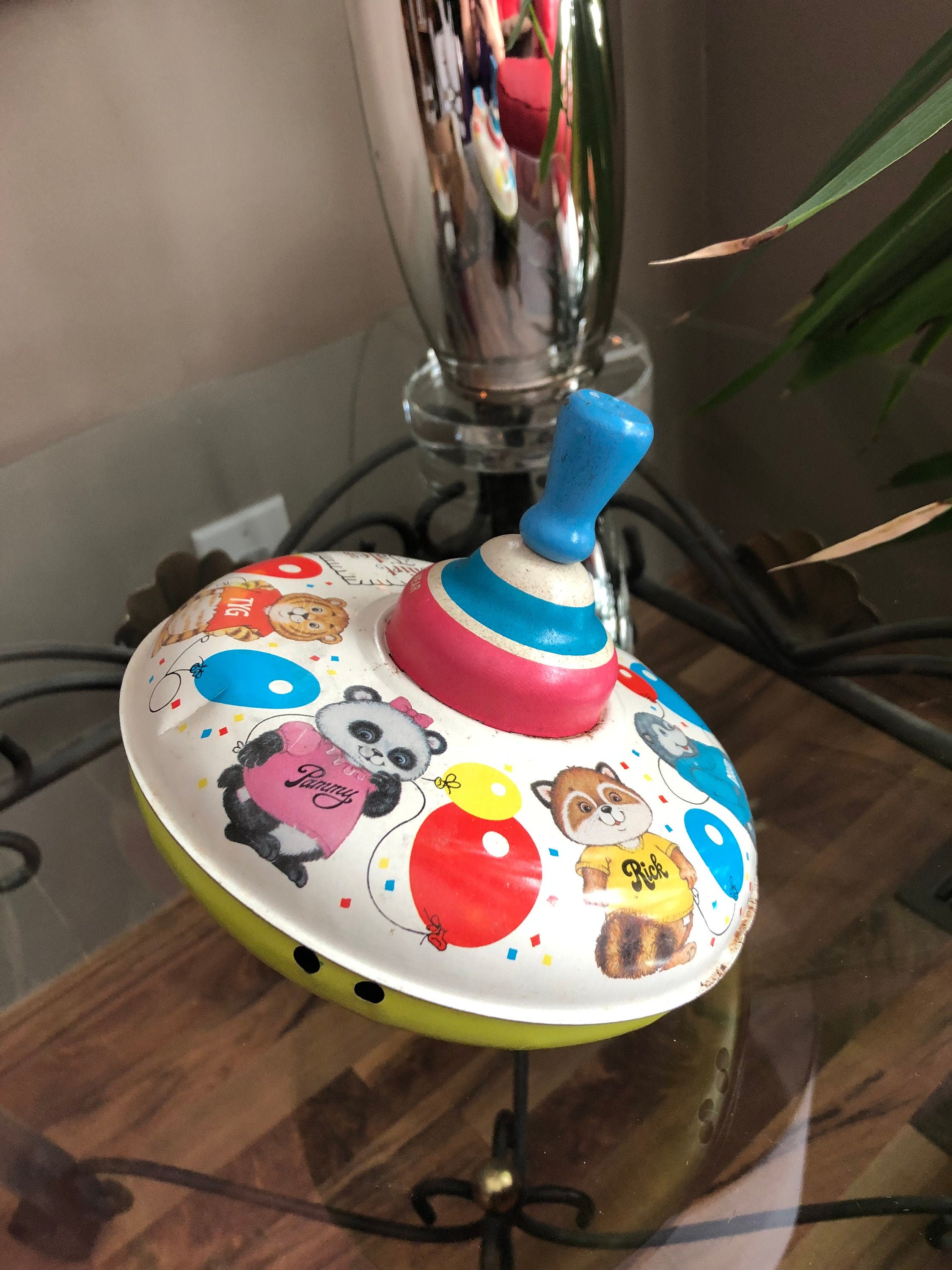 Vintage Shirt Tales Spinning Metal Top Toy - Etsy