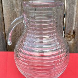 Vintage Italian Pitcher Ribbed Glass 1960s, Pressed Glass Pitcher Made ...