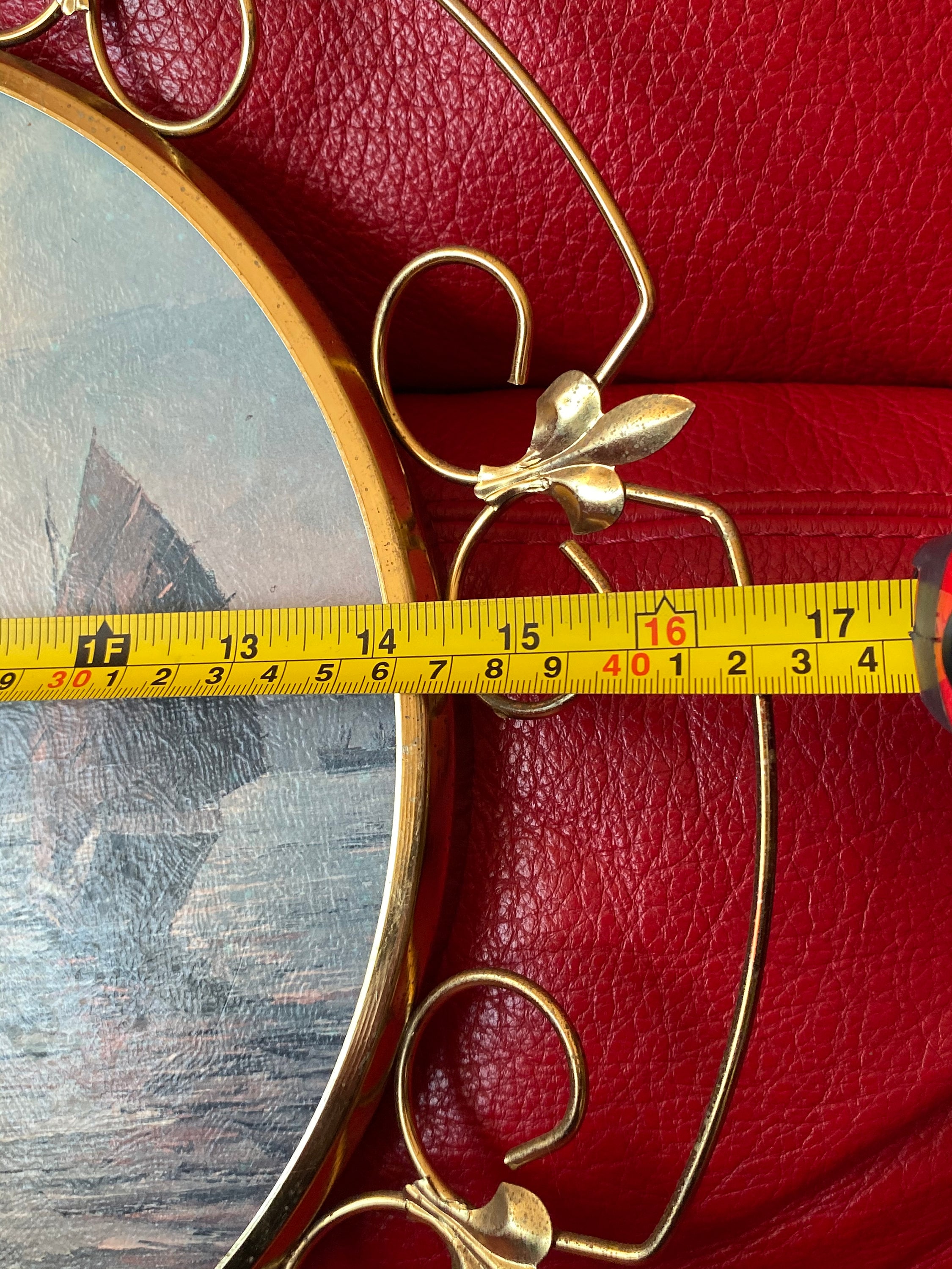 Vintage Brass Wall Hanging Frame and Print 1950s, Vintage Sailboat ...