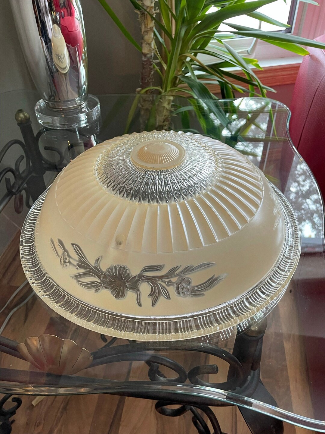 Vintage Glass Ceiling Light Shade 1940s, Art Deco Light Fixture - Etsy