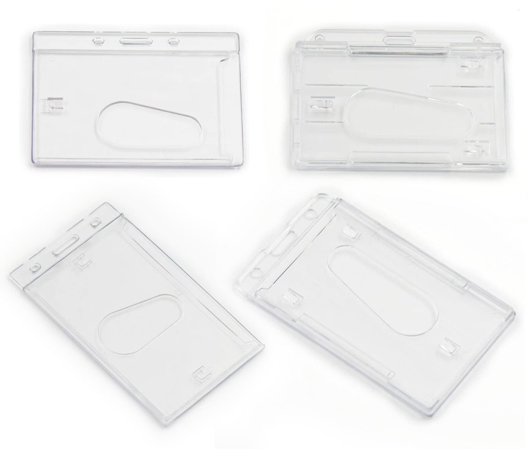 ID Hard Plastic Card Holder Business Horizontal Vertical Badge Clear - Etsy