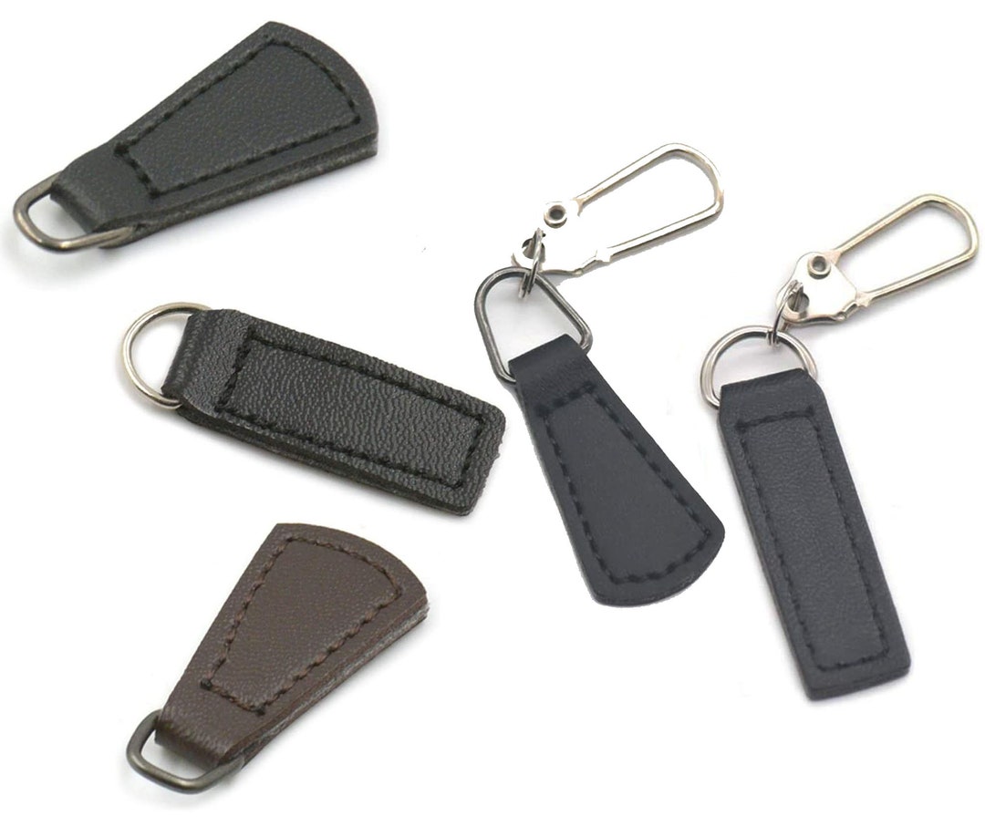Metal 5 PU Leather Zipper Slider Fixer Puller Tab Instant Bag Clothes ...