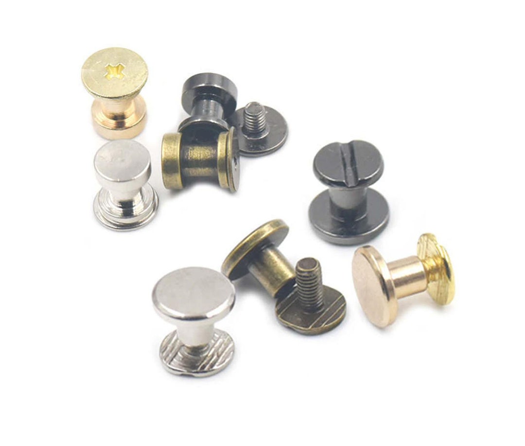 Brass Button Studs Screw Chicago Rivets Screwback Leather - Etsy
