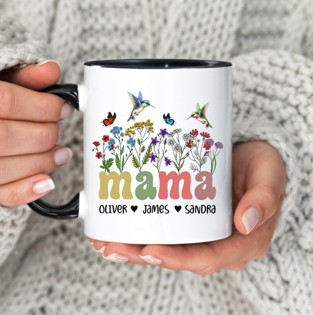 Personalized Mama Mug With Kids Names, Wildflowers Mama Mug, Mama ...