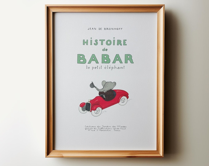 Babar in Paris Babar Poster Babar Print Babar Wall Art Babar Elephant ...