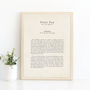 Peter Pan Nursery Art, First Page of Peter Pan Quote, Vintage Style ...