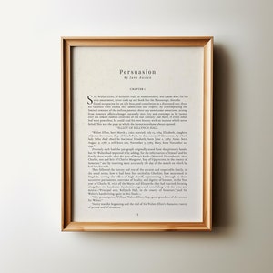 Jane Austen PRINTABLE, Persuasion Poster, First Page Chapter 1 Wall Art ...