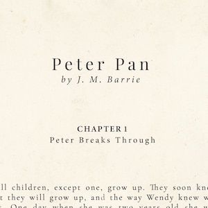 Peter Pan Nursery Art, First Page of Peter Pan Quote, Vintage Style ...