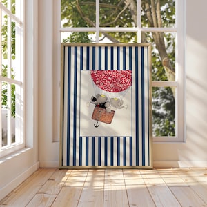 Babar Nursery Art Prints DIGITAL DOWNLOADS, Set of 4 Navy Blue Stripes ...