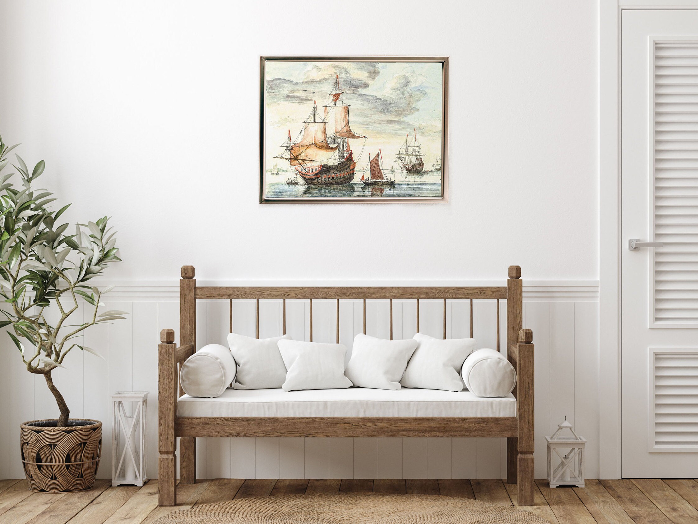 Vintage Nautical Painting Old World Ships Printable Antique - Etsy