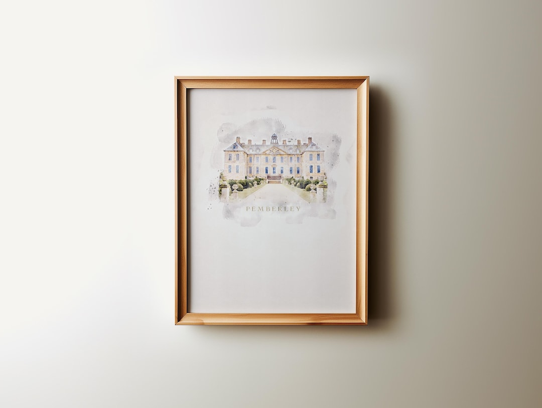 Pemberley Watercolor Print: Pride and Prejudice Wall Art (digital ...