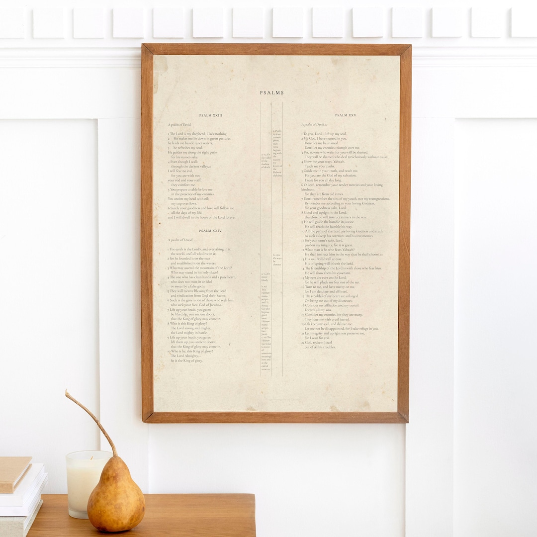 Psalm 23 24 25 Vintage Bible Page Art: Farmhouse Scripture (printable ...