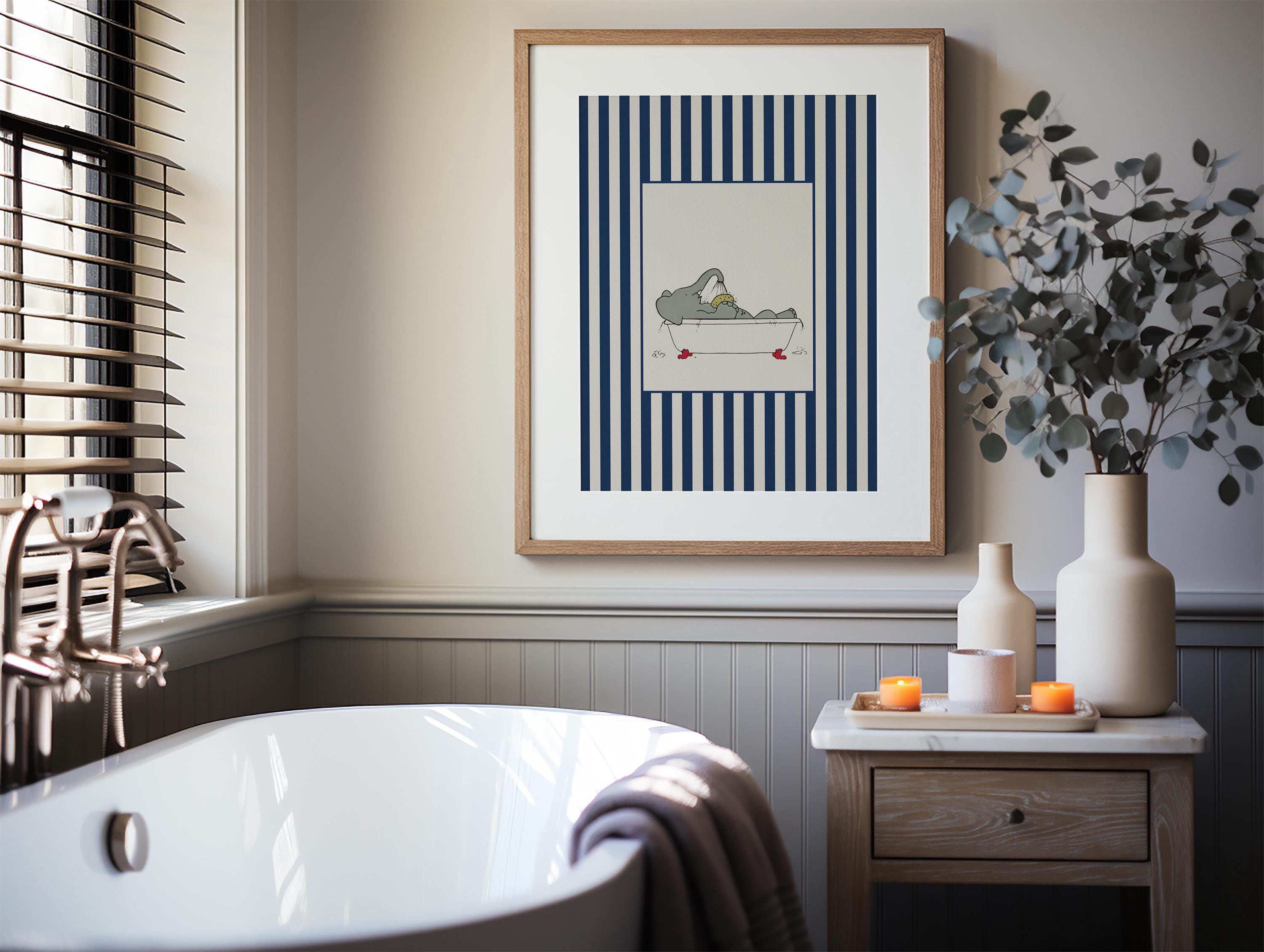 Babar Bath Print DIGITAL DOWNLOADS Poster, Vintage Blue Boy Nursery Art ...