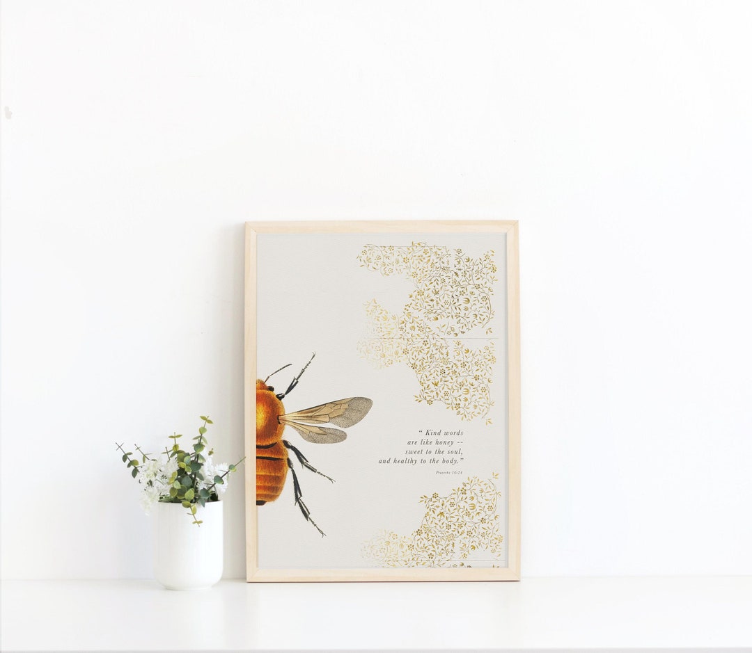 Christian Wall Art, Proverbs 16:24 Kind Words Are Like Honey Vintage ...