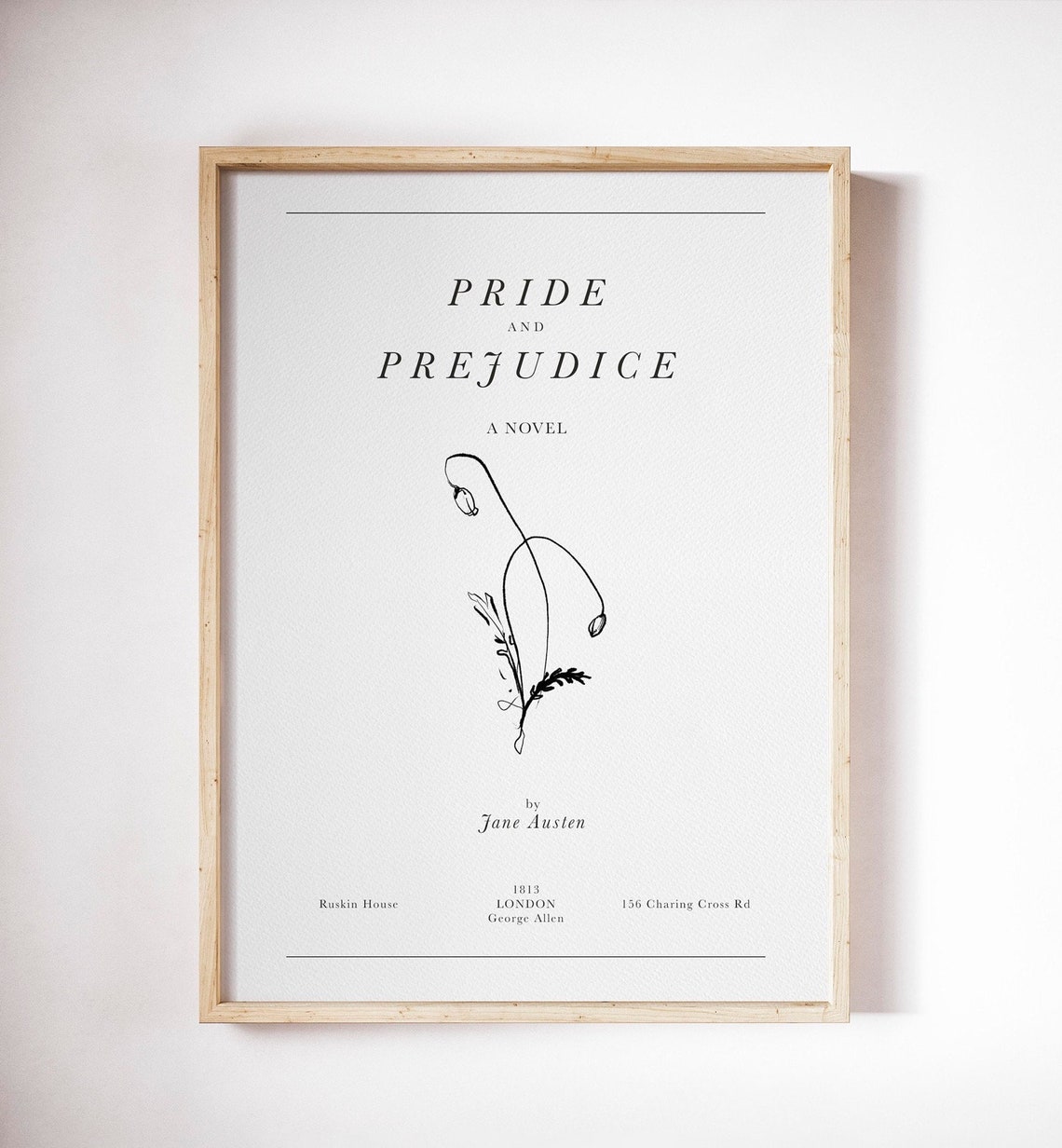 Pride and Prejudice Poster Vintage Style Literary Book Cover - Etsy