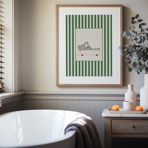 Babar Prints DIGITAL DOWNLOADS Poster, Vintage Nursery Green Stripes ...