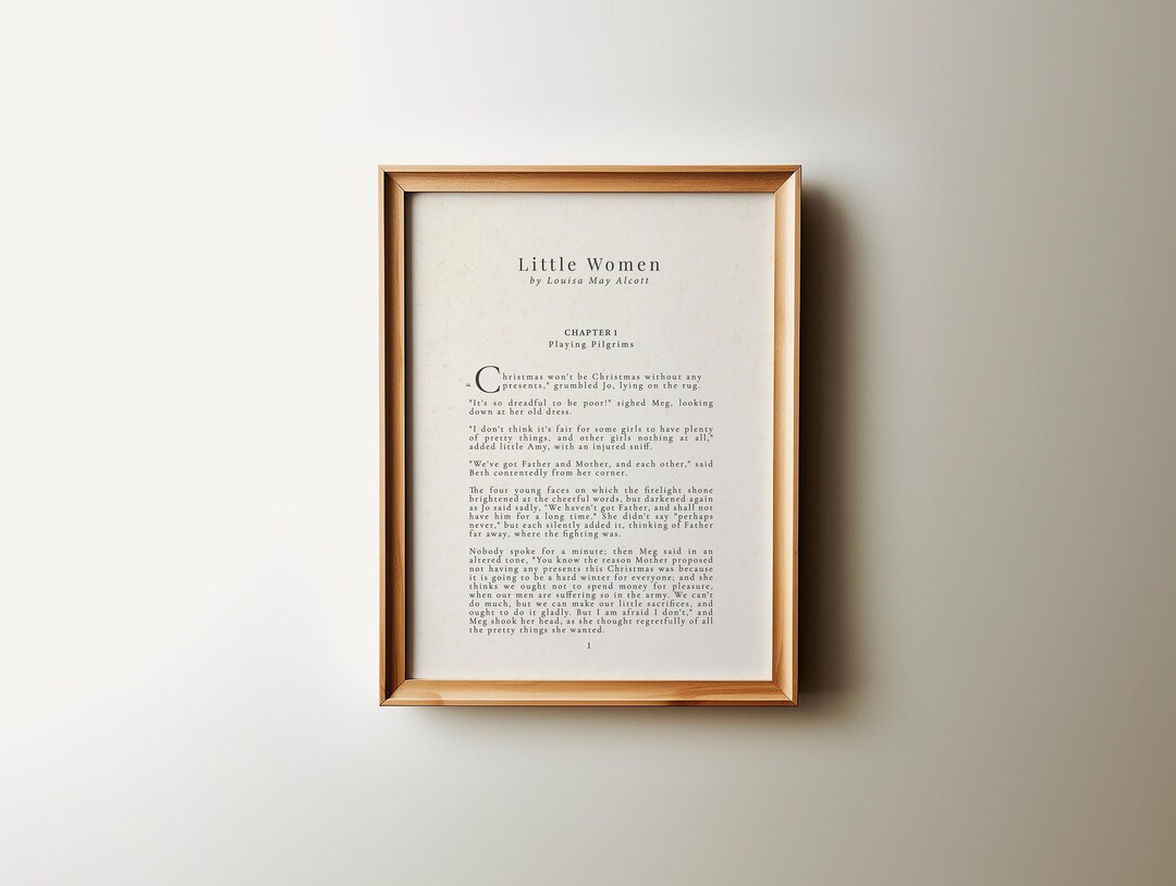 Little Women Poster, First Page Chapter 1 Wall Art, Louisa May Alcott ...