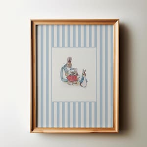 Beatrix Potter Peter Rabbit Nursery Prints, Vintage Baby Blue Stripes ...