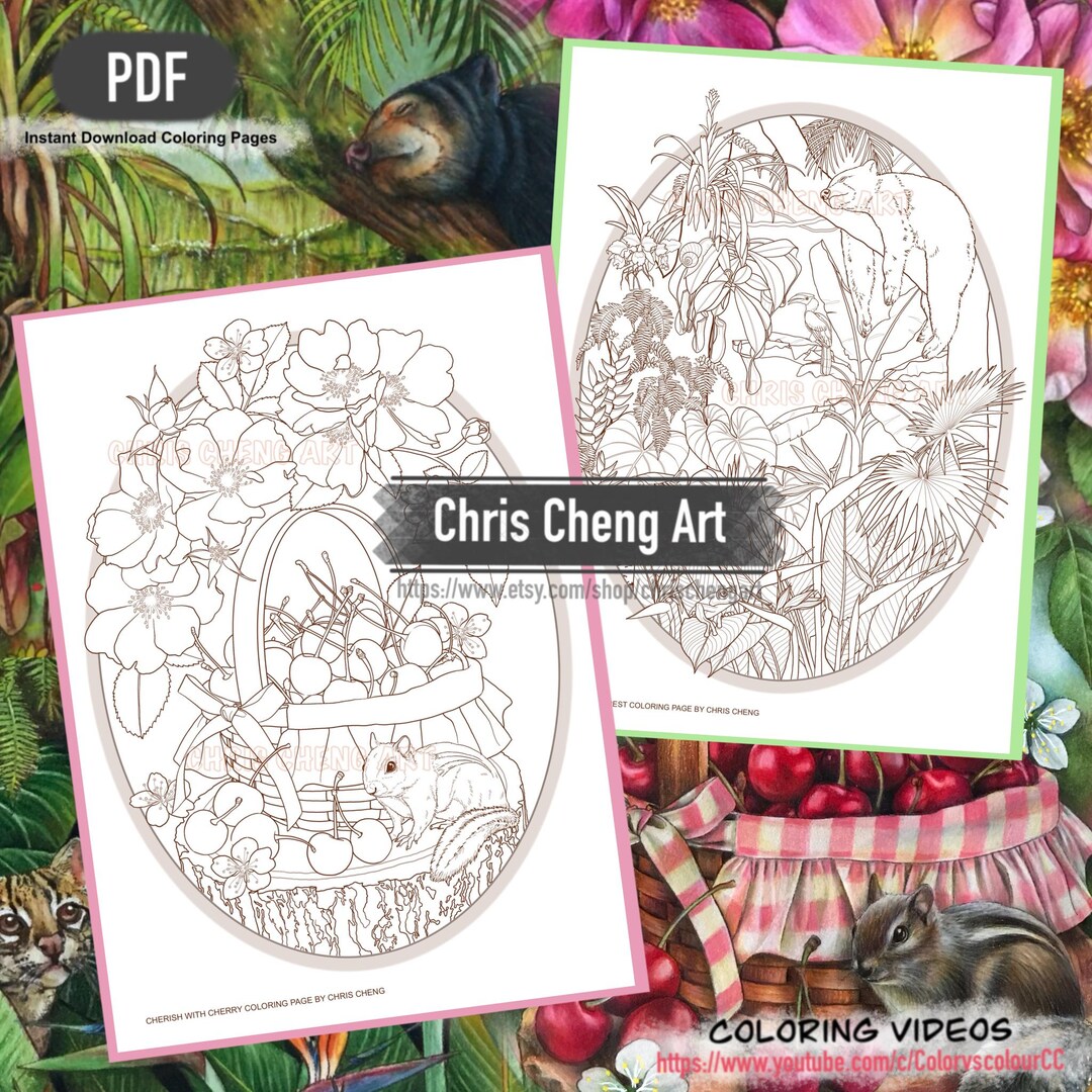 2 Coloring Pages "wild Animals" | Instant Download Printable Files in ...