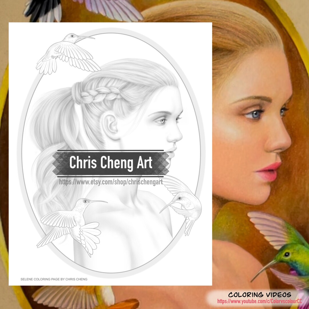 Coloring Page "selene ~ Hummingbirds" | Instant Download Printable File ...