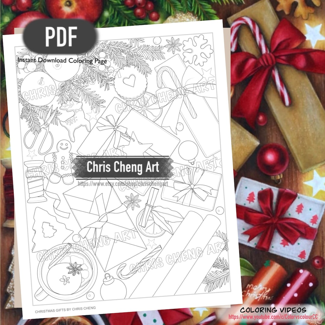 Coloring Page "christmas Gifts" | Instant Download Printable (PDF) - Etsy