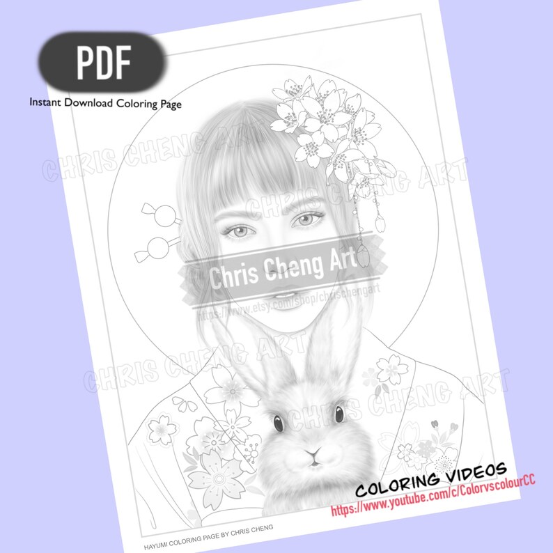 Coloring Page hayumi Instant Download Printable - Etsy