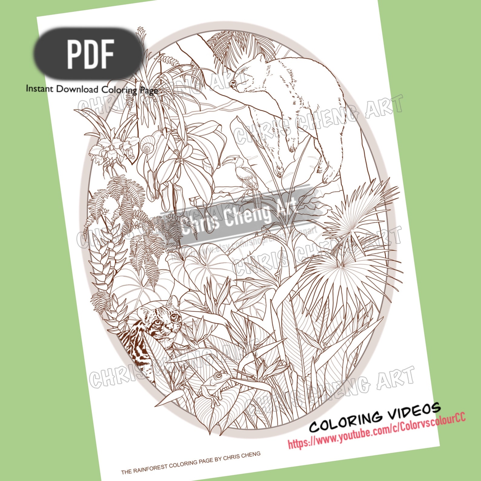 Coloring Page "the Rainforest" | Instant Download Printable (PDF) - Etsy