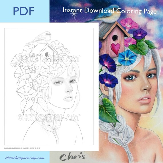 Coloring Page CASSANDRA Instant Download | Etsy