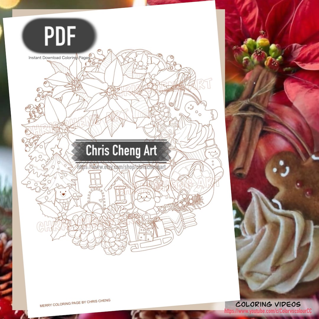 Coloring Page "merry" | Instant Download Printable (PDF) - Etsy