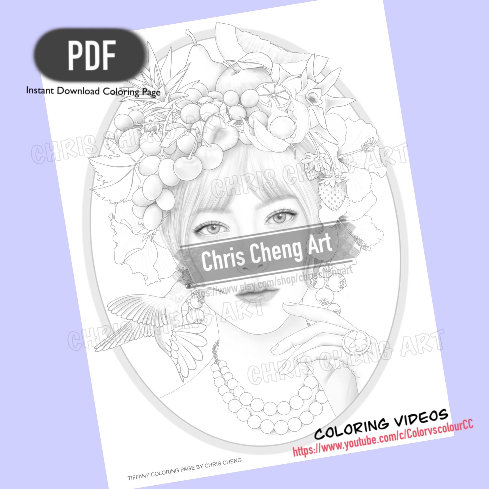 Coloring Page tiffany Instant Download Printable | Etsy