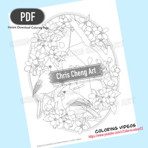 Coloring Page "spring Blossoms" | Instant Download Printable File (PDF ...