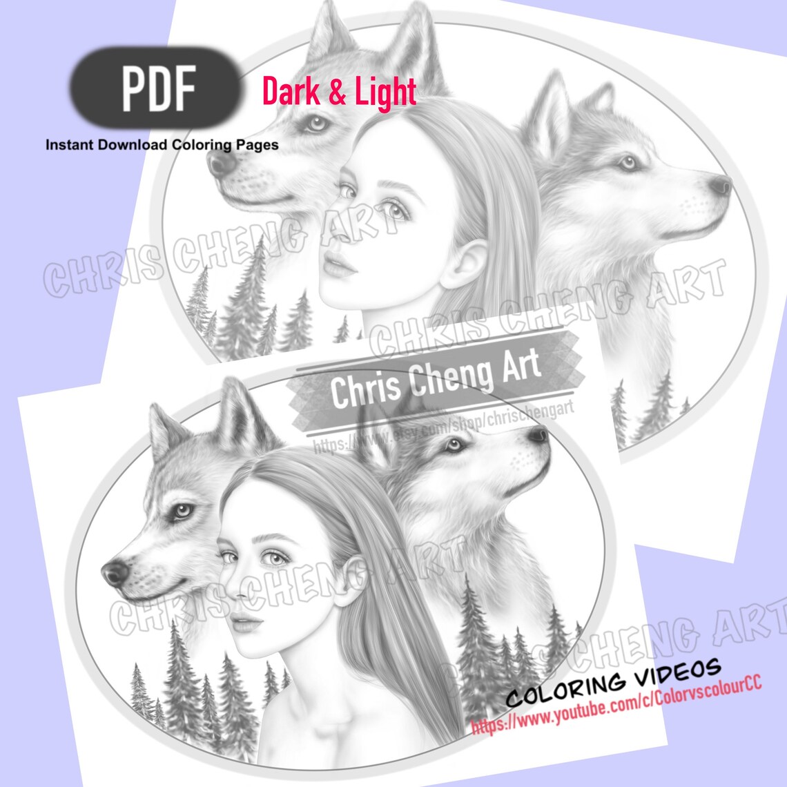 Set of 2 Coloring Pages "vivi" | Instant Download Printable Files (PDF ...