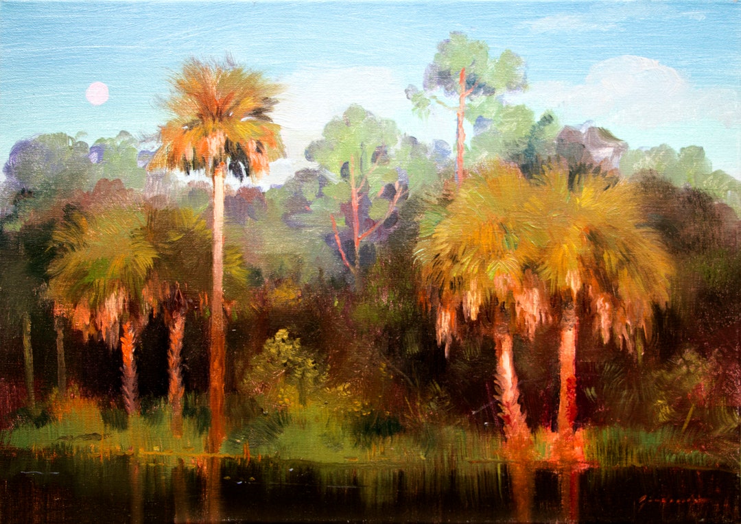 Palm Moonrise | Keith Gunderson | Florida Landscape Painting | Florida ...