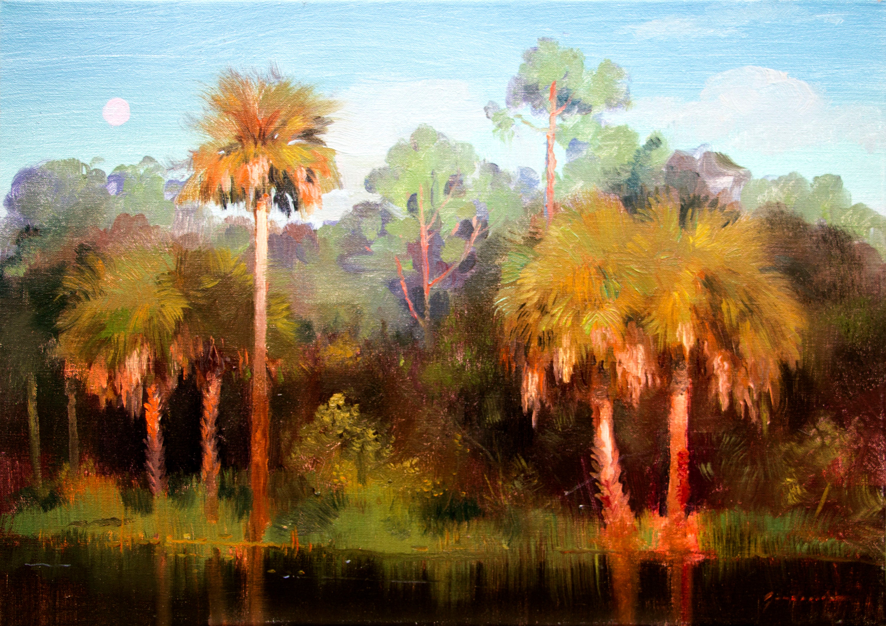 Palm Moonrise | Keith Gunderson | Florida Landscape Painting | Florida ...