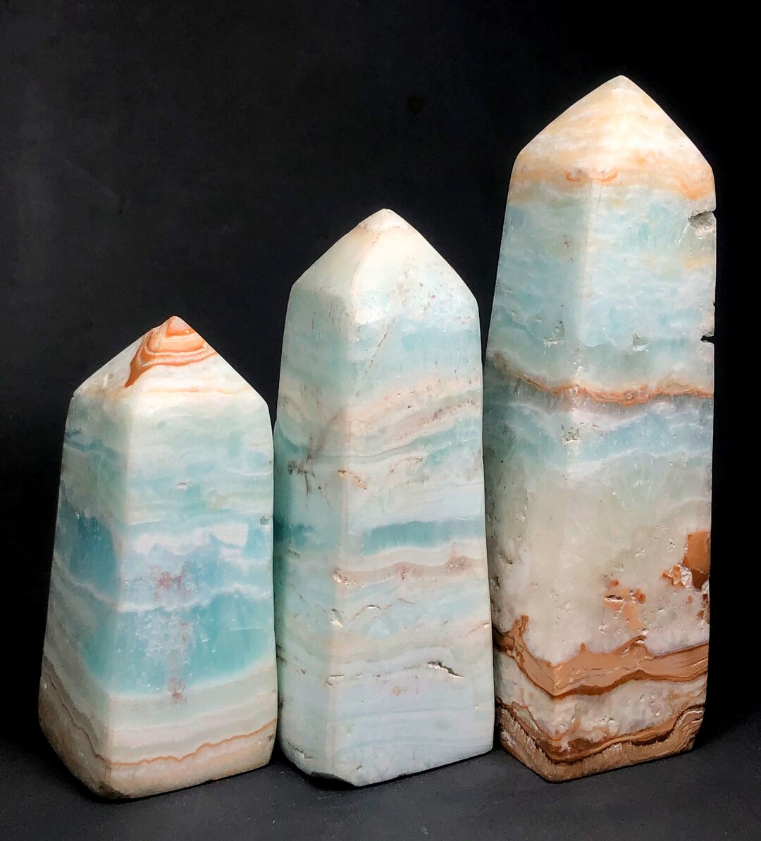 Blue Aragonite Tower With Golden Brown Iron Oxide-539 Gram-110*34*33 Mm ...