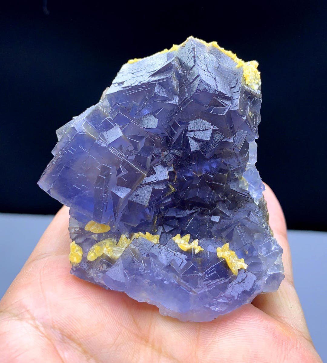 Natural Blue Color Phantom Fluorite With Calcite Specimen From ...