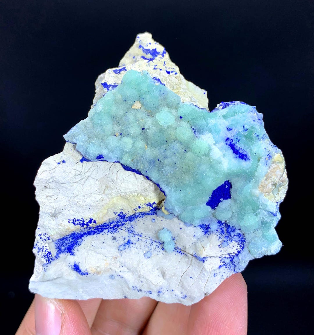 Natural Green Color Aragonite With Blue Azurite, Aragonite Specimen ...