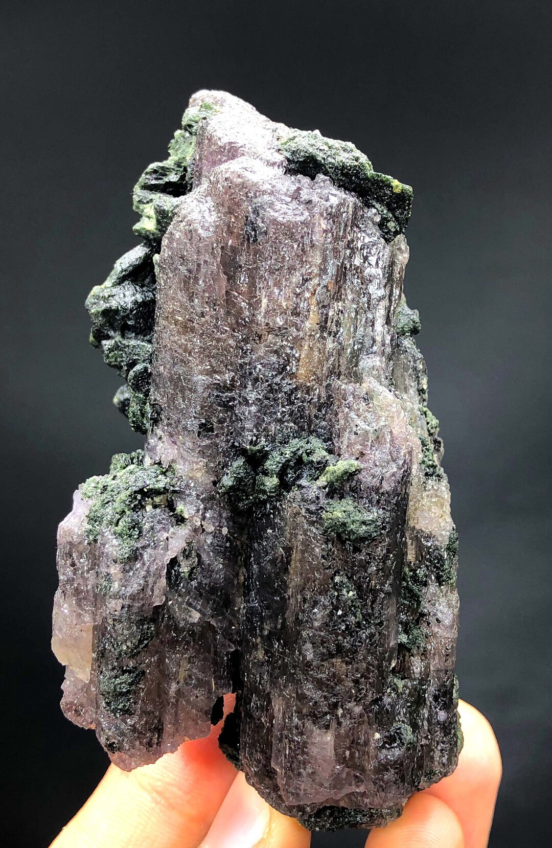 Natural Beautiful Purple Color Scapolite With Diopside Crystals, Raw ...